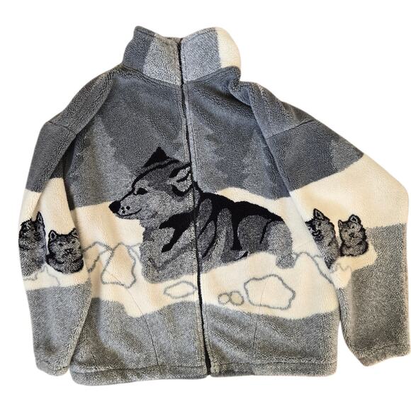 Vintage | Jackets & Coats | Vintage Black Mountain Wolf Fleece Indie ...